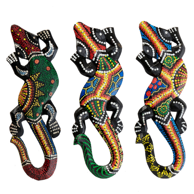 Dot painted wall art gecko (20cm) - Java Art